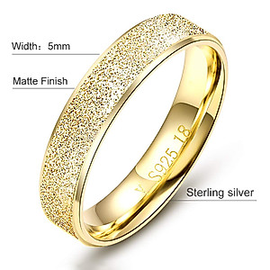 AVECON 18k Gold Plated Sterling Silver Matte Finish Scrub Ring for Women Size 7