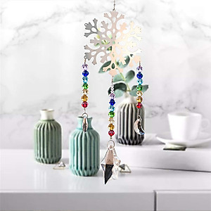 WEISIPU Crystals Ball Prisms Suncatchers - Hanging Ornament Crystals Big Snowflake Suncatchers with Clear Crystal Ball for Garden Decoration, Car Pendant, Christmas Decoration (Big Snowflake) …