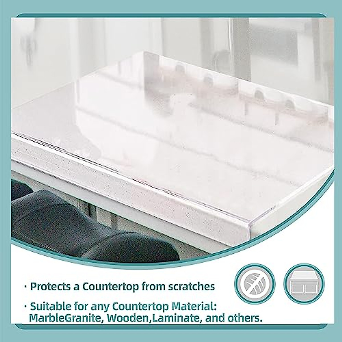 Acrylic Cutting Boards for Kitchen Counter, Clear Cutting Board for Countertop, Acrylic Cutting Board with Counter Lip, Anti-Slip Kitchen Clear Cutting Board for Countertop Protector(18x14 in)