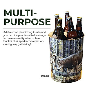 Rivers Edge Products Metal Waste Basket, 10.5-Inch Small Trash Can, Novelty Garbage Can for Office, Kitchen, Bathroom, or Bedroom, Nature and Coastal Home Decor, Guy Harvey Sea Turtle