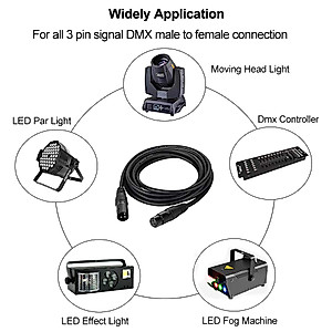 Eyeshot 10ft / 3.04m DMX Cable, 4 Packs 3 Pin DMX Cables DMX Wires, DMX512 XLR Male to Female Stage Light Signal Cable with Metal Connectors, Connection for Stage & DJ Lighting fixtures