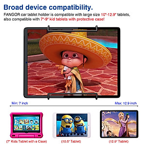 FANGOR 𝟮𝟬𝟮𝟯 𝗨𝗽𝗴𝗿𝗮𝗱𝗲𝗱 2 Pack Tablet Holder for Car, Compatible with 7-9" Kids Tablet/Kindle Fire Hd with a Protective case and 10-12.9” iPad Pro Air/Other Tablets