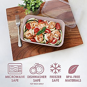 Bentgo® Prep 1-Compartment Containers - 20-Piece Meal Prep Kit with 10 Trays & 10 Custom-Fit Lids - Durable Microwave, Freezer, Dishwasher Safe Reusable BPA-Free Food Storage Containers (Blush Pink)