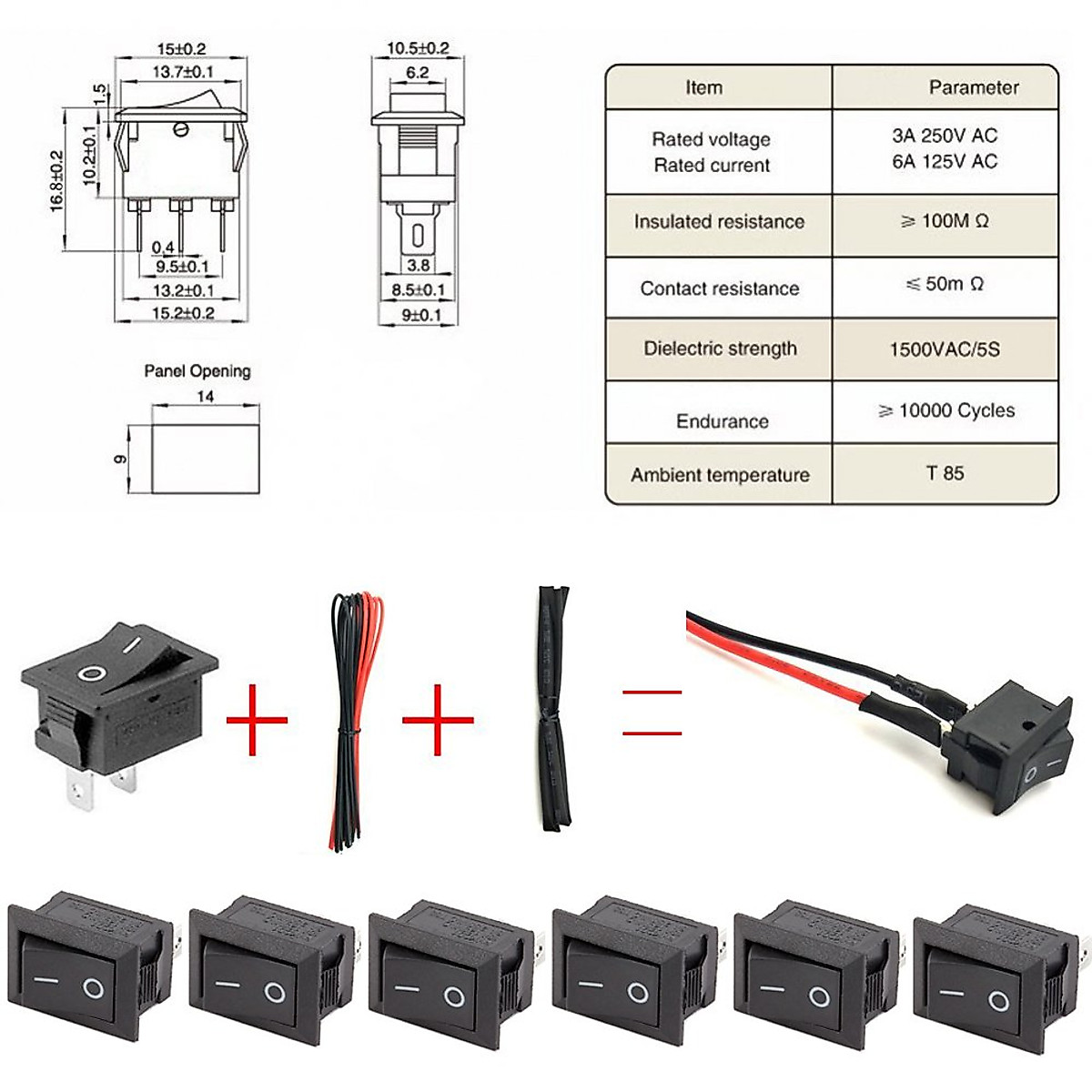 6 Set DC Motor Kit, Rectangular Electric 1.5-3V 24000RPM Mini Motor with 86 Pcs Plastic Gears, 2 x AA Battery Holder, Bracket, Rocker Switch, Shaft Propeller, Wheels for DIY Science Projects