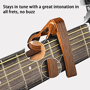 Guitar Capo, Guitar Picks, Guitar Accessories with Guitar Tuner, Capo for Acoustic Guitar, Bass, Buzzing-Free, Quick Release, Guitar Tuner Clip on for Guitar, Violin, Bass, Ukulele Chromatic, Rosewood
