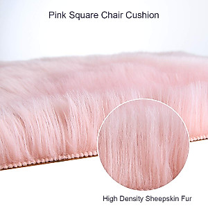 Softlife Pink Faux Fur Sheepskin Chair Cover Seat Cushion Pad Super Soft Area Rugs for Living Bedroom Sofa (1.6ft x 1.6ft)