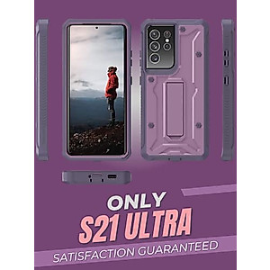 ArmadilloTek Vanguard Compatible with Samsung Galaxy S21 Ultra Case, Military Grade Full-Body Rugged with Built-in Kickstand [Screenless Version] - Purple