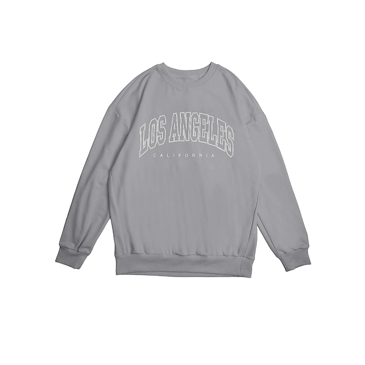 LilyCoco Women's Graphic Oversized Sweatshirt Long Sleeve Crewneck Pullover Top Los Angeles Gray Medium