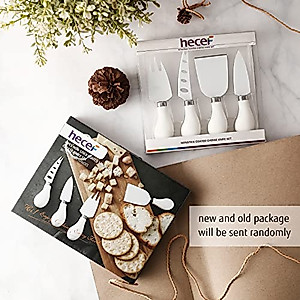 hecef Cheese Knife Set of 4, Non-Stick Coated Gift Set for Christmas, Anniversary, Party, Housewarming, Picnic, Birthdays, Wedding(White)