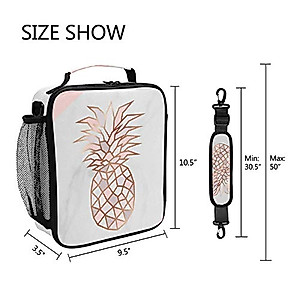 Marble Pineapple Lunch Boxes for Girls, Insulated Lunch Bag Kids Cooler Freezable Shoulder Strap for School Office