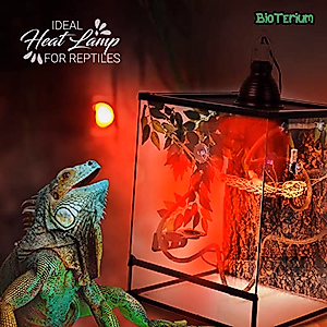 BioTerium Reptile Heat Lamp Bulb - Full Spectrum Infrared Basking Bulb with UVA + UVB Light - Self-Ballasted Vapor Amphibian and Reptile Basking Light