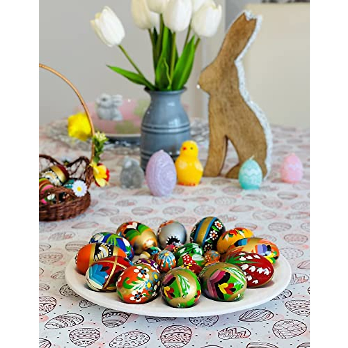 Importer AM Polish Easter Handpainted Wooden Eggs (Pisanki), Set of 6 Medium Eggs