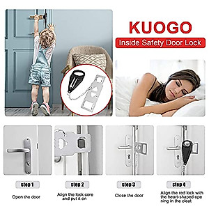 Portable Door Lock Home Security,2 Pack Security Door Lock for Travel, Safety and Privacy Protection, Practical Suitable for Hotel Room Airbnb and Apartment Doors, College Room Black