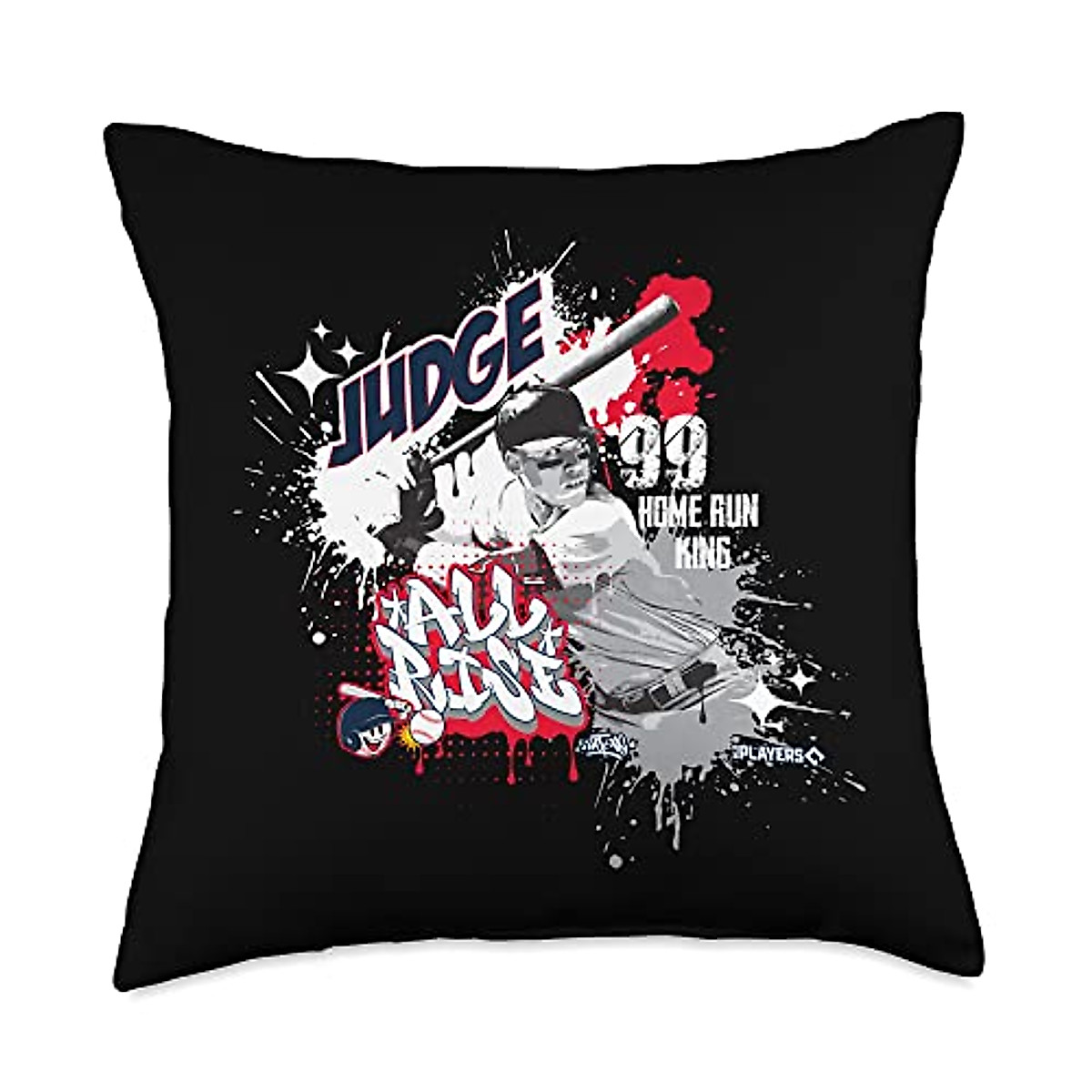Ryno Sports Aaron Judge New York Baseball Sket One x MLB Players Throw Pillow, 18x18, Multicolor