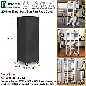 Dalema Pan/Bun Pan Rack Cover,Heavy Duty Waterproof Dustproof Bread Rack Covers,Bakery Rack Cover for 20-Tier Sheet Pan/Bun Pan Rack.(Black,23" W x 28" D x 64" H.)