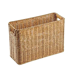 Cabilock Magazine Newspaper Basket Wicker Waste Basket Rustic Book Rattan Magazine Holder File Folder Organizer Decorative Storage Bins Chopsticks Magazine Basket Plastic Toilet Paper Child