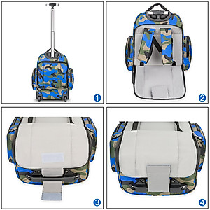 20 inches Big Storage Multifunction Travel Wheeled Rolling Backpack Luggage Books Laptop Bag by HollyHOME