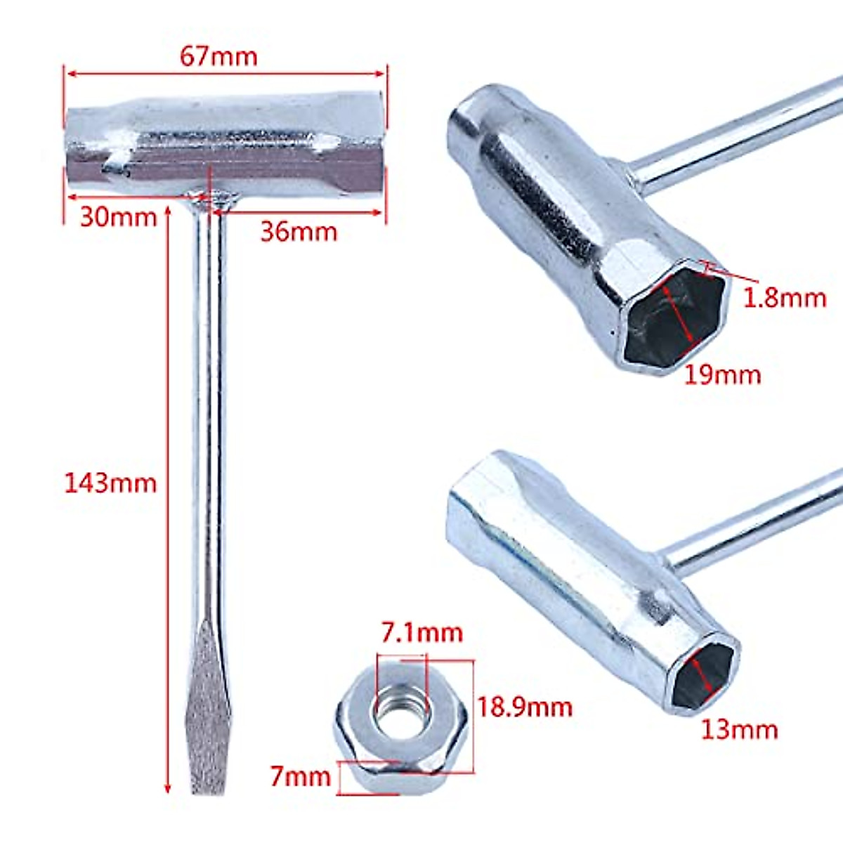 Adefol 13 x 19 mm Chainsaw Wrench Scrench with 6 Bar Nuts for Stihl 017 018 019 020 021 023 024 025 026 028 034 Chainsaw Replacement Parts Repair Tools