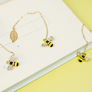 GGFLY Bees and Leaves Bookmarks for Books Stationery Novelty Cute Metal Bookmark Book Markers School Office Stationery 12cm/4.7"