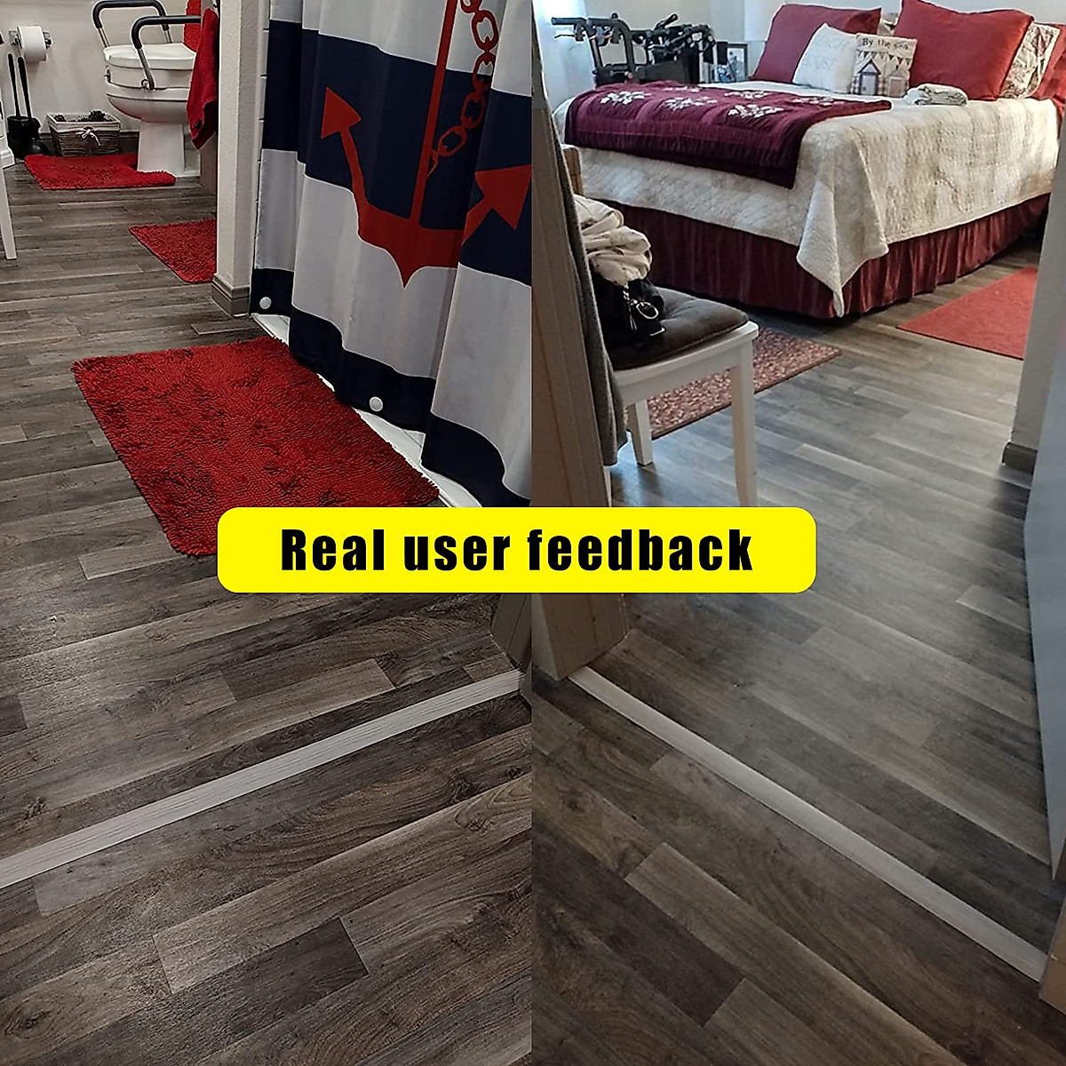 ZEYUE Transition Profile Floor Cover Strips Flooring Transition Strip Vinyl Door Bar Floor Edge Trim Laminate Floor Joining Strip Floor Strip Floor Bar Flat Divider Strip (100×5cm, Grey Wood Grain)