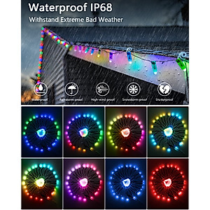 ALITOVE WS2811 12V LED Pixels 12mm 8 inch Spacing 50 LEDs Addressable RGB LED Bullet String Lights Diffused Digital Dream Color Programmable Module Lights Waterproof IP68 with 3pin ALT-Connector