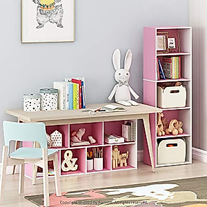 Furinno 7-Cube Reversible Open Shelf, White/Pink 11048WH/PI