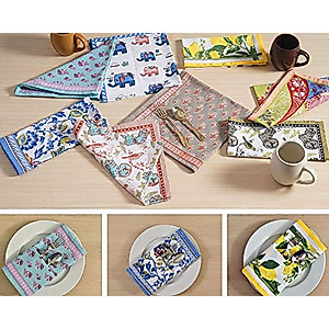 Cloth Napkins Set of 12 Cotton Linen Blend Printed Dinner Napkins Perfect for Parties Dinners Weddings Cocktail Christmas Napkins Cloth 20x20 Blue Floral