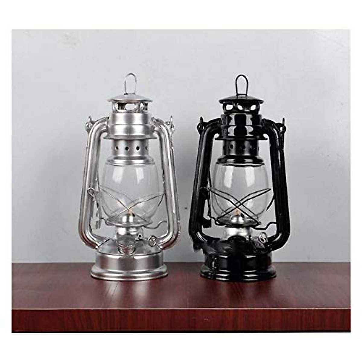 GAOZ Outdoor Lights 2pcs Nostalgic Classic Kerosene Lamp Hurricane Lantern Wild Emergency Light Camp Light,Paraffin Lamp 19cm for Home,Garden,Yard,Decorations
