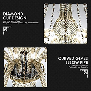 Ridgeyard 10-Light Crystal Chandelier Cognac/Champagne Modern Chandelier K9 Crystal Candle Pendant Ceiling Lighting Fixture, Chandeliers for Dining Room Home Decor