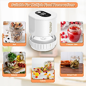 Mason jar Vacuum Sealer, Electric Mason Jar Vacuum Sealer Kit for Wide Mouth & Regular Mouth Mason Jars,for Food Storage and Fermentation (White)