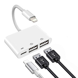 Lightning to USB3 Camera Adapter,rosyclo Apple MFi Certified 3 in 1 USB 2.0 Female Cable OTG Adapter with Charging Port,Compatible with iPhone12/11/11Pro/X/8/7/6/iPad,USB Drive,MIDI Keyboard,Mouse