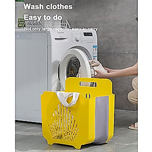 Plastic Laundry Hamper Wall Hanging Groceries Dirty Clothes Storage Containers,Compact Collapsible Dead Laundry Hamper for Bathroom Bedroom Kitchen,Folding Storage Baskets-White 46x39x22cm(18x15x8.6in