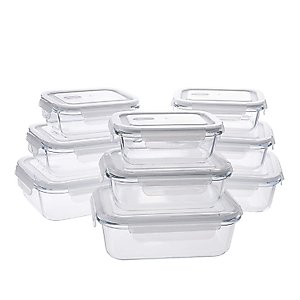 KINLINK Glass Food Storage Containers 18-Pieces with Lids, Glass Meal Prep Containers with BPA-Free Lids, 3 Different Sizes with Airtight Lock 13oz/410ml, 24oz/700ml, 35oz/1040ml