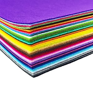 flic-flac 44PCS 12 x 12 inches (30 x 30cm) Assorted Color Felt Fabric Sheets Patchwork Sewing DIY Craft 1mm Thick … (30cm * 30cm, 44pcs)
