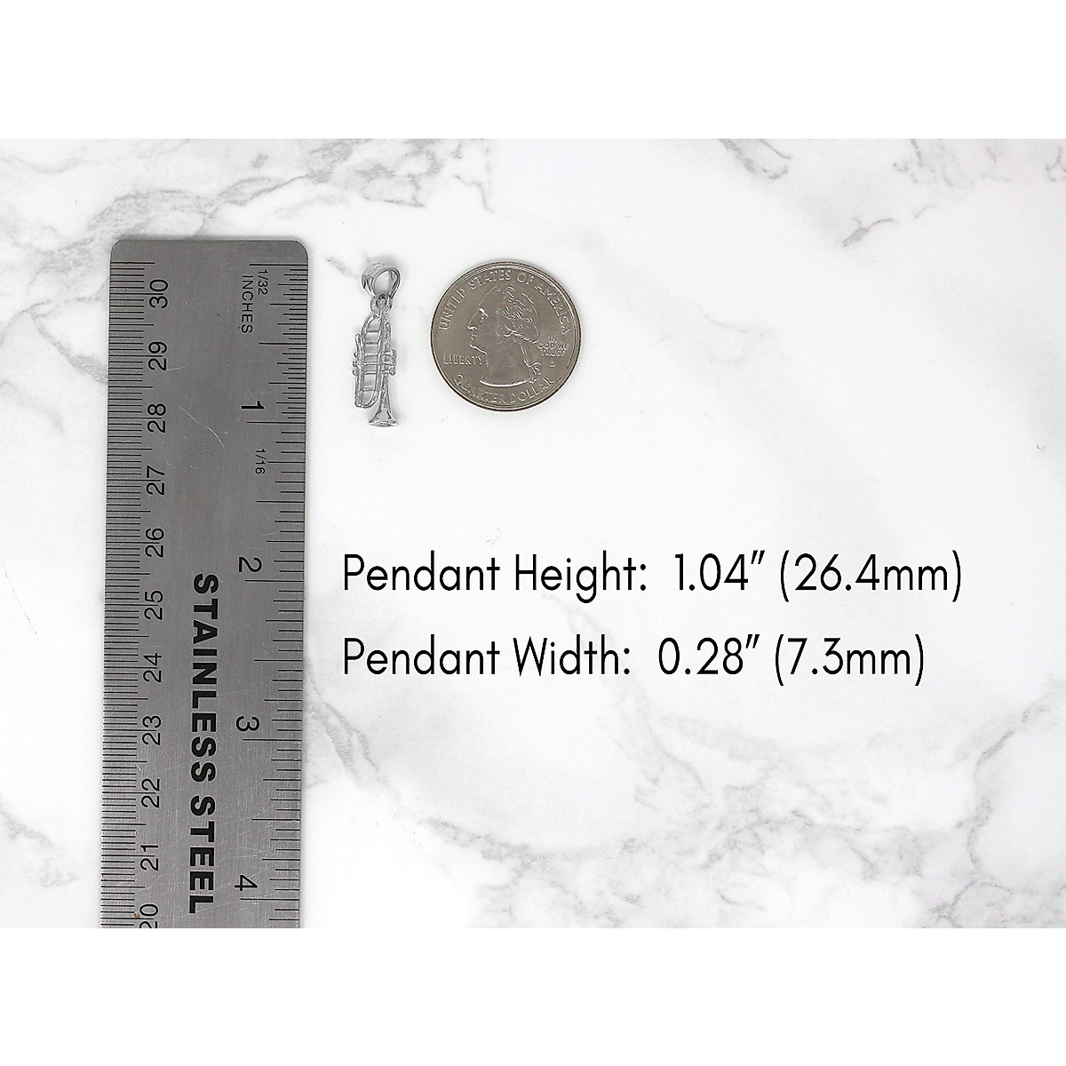 CaliRoseJewelry Sterling Silver Trumpet Horn Charm Pendant