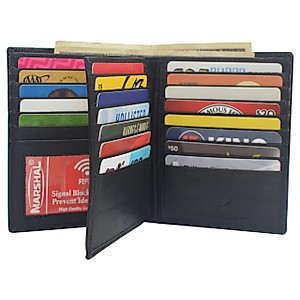 Marshal RFID Blocking Bifold Hipster Multi Credit Card ID Holder Wallet Leather (Black)