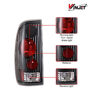 Winjet Tail Lights For 1997-2003 Ford F-Series F150 (Fits Styleside Models ONLY),2004 F150 Heritage, 1999 2000 2001 2002 2003 2004 2005 2006 2007 F250 F350 F450 F550 Super Duty Pickup Truck Taillights