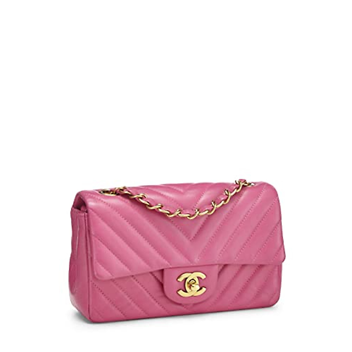 CHANEL, Pre-Loved Pink Chevron Lambskin Classic Flap Mini, Pink