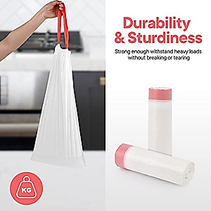 186 Count Strong White Trash Bags - 4 Gallon Drawstring Liners for Home, Kitchen, Bathroom, Office & Bedroom Garbage Can Bin - Unscented Plastic Bags