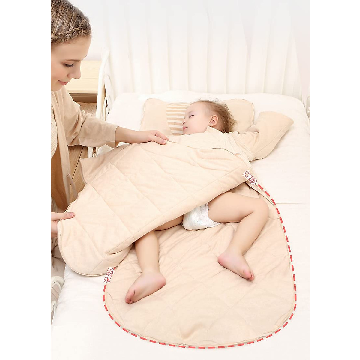 CYUURO Baby Wearable Blanket Sleeping Bag Sack for Toddler Baby Girl Boy Unisex 3-Way Zipper Baby Sleep Sack, 100% Cotton TOG 1.5