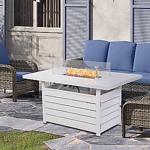 Wisteria Lane 54.3” Outdoor Patio Aluminum Fire Pit Table, 50000 BTU CSA Certified Propane Gas Fire Pit, Rectangular Fire Table w/Stainless Burner, Lava Rock, Waterproof Cover