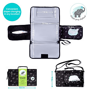 Baby Changing Pad with Shoulder Strap - Diaper Changing Mat with Built in Head Pillow and Large Pockets - Fully Padded Portable Changing Pad Perfect as Travel Diaper Changing Station for Newborns