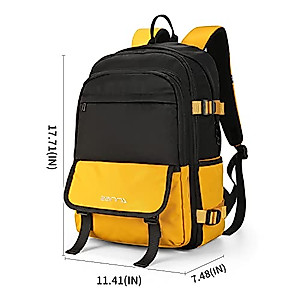 XINCADA Laptop Backpack for Men Women Business Travel Backpacks Water Resistant School Bookbag College Backpack Computer Bag Fits 15.6 Inch Laptop Notebook (Black-Yellow)
