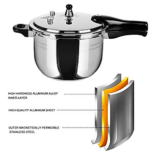 DSFHKUYB Stainless Steel Pressure Cooker, Suitable on All hob Types Including Induction, Stainless Steel, Diameter: 16 cm,5L