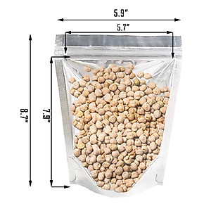 LOKQING 200 PCS 5x8 Inches Resealable Mylar Bags Stand Up Foil Bags and 100 PCS 6x9 Inches Mylar bags for Food Storage