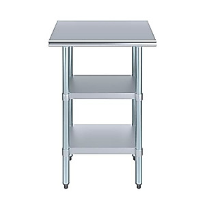 AmGood Stainless Steel Work Table with 2 Shelves | NSF | Metal Utility Table (24" Long x 18" Deep)