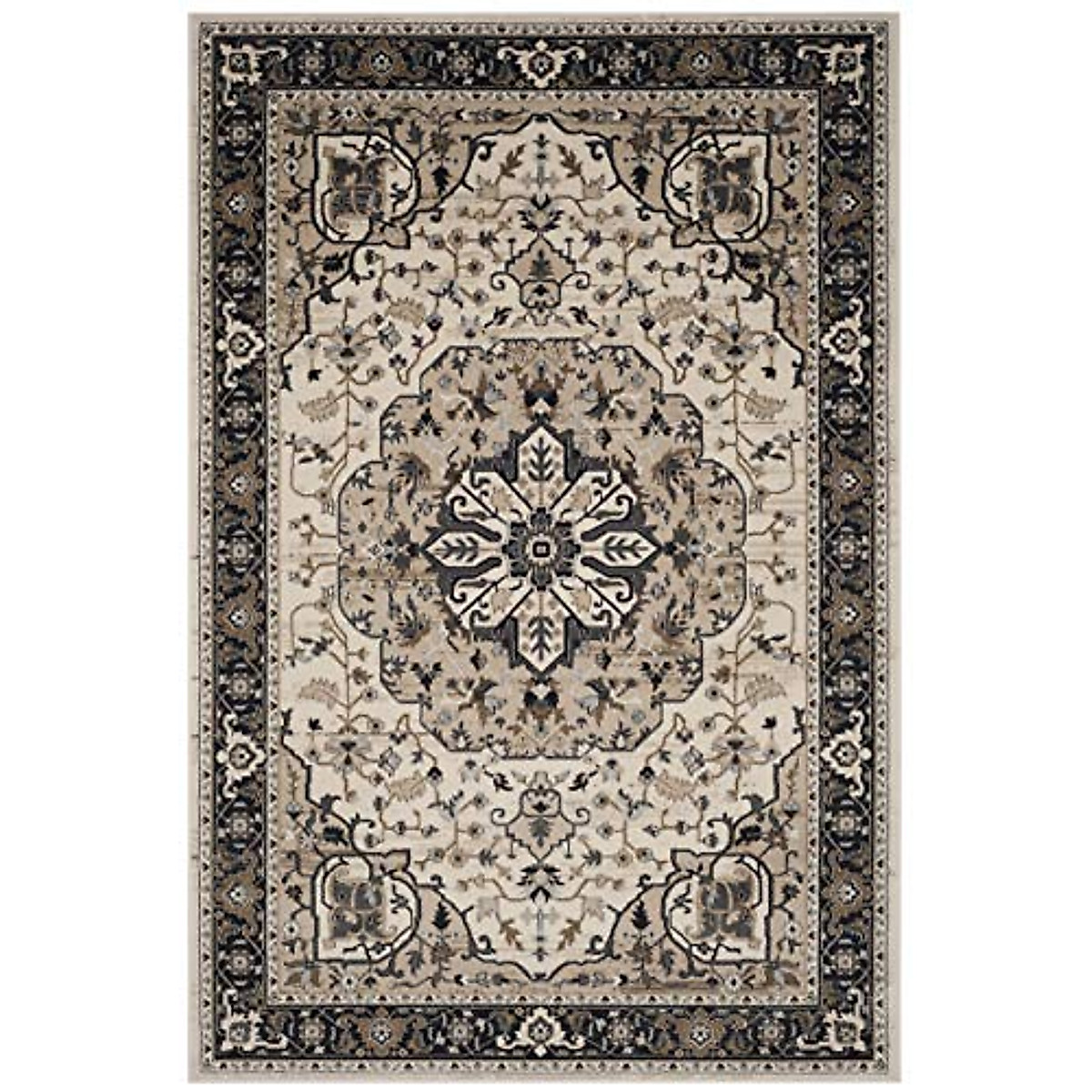 SAFAVIEH Lyndhurst Collection 4' x 6' Cream / Navy LNH334K Traditional Oriental Non-Shedding Living Room Bedroom Accent Rug