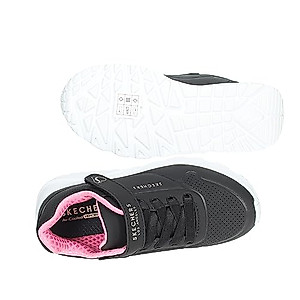 Skechers Kids Twinkle Toes Uno Lite Sneaker, Black/Rose Gold, 4