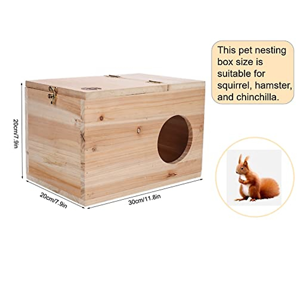 SALUTUYA Wood Nesting House, Squirrel Nesting Box Squirrel House Wear Resistant Mating Breeding Box Nesting for Chinchilla Squirrel Hamster