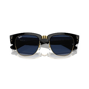 Ray-Ban Unisex Sunglasses Black On Gold Frame, Clear/Blue Lenses, 50MM